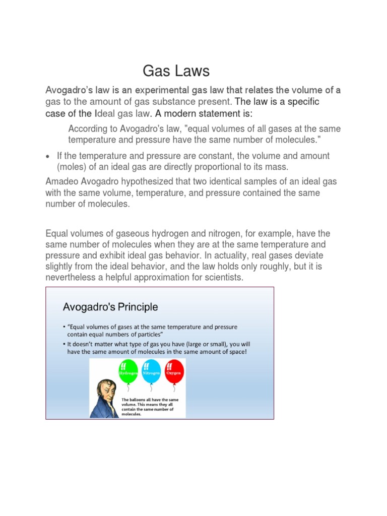 Avogadro's Law | PDF