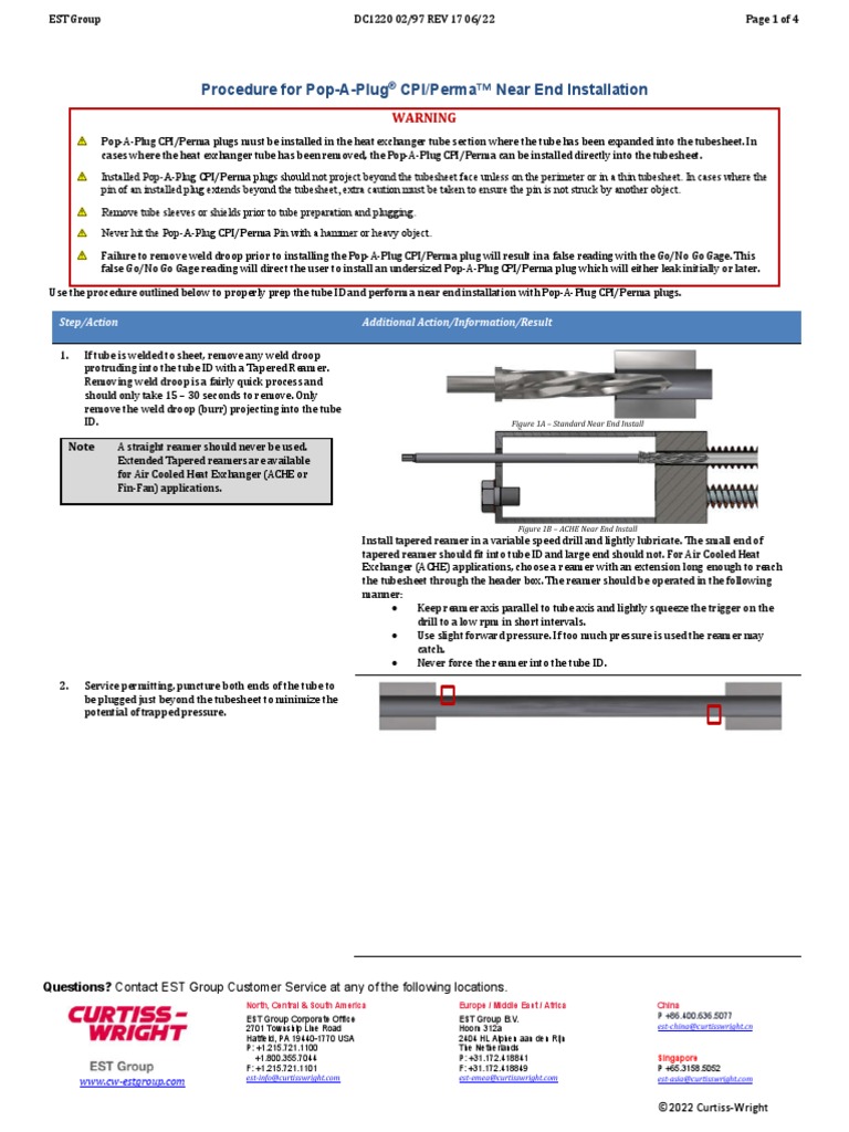 DC1220 Installation Procedure Pop A Plug CPI Perma Near End | PDF | Pipe (Fluid Conveyance ...