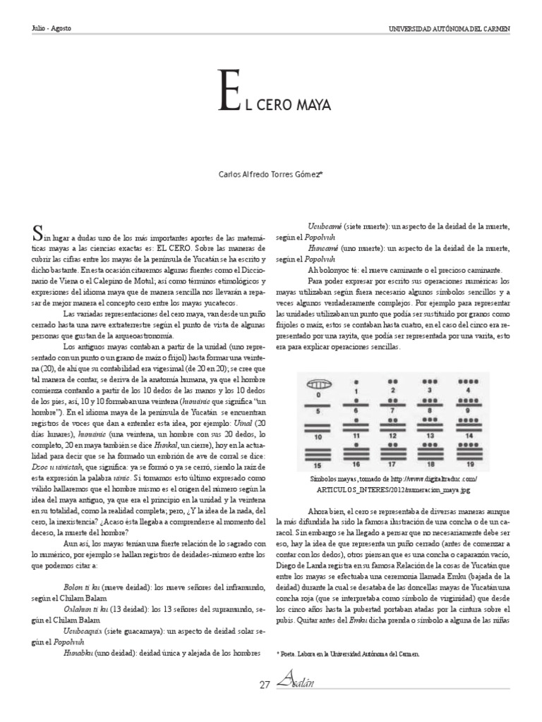 El Cero en la Cultura Maya | PDF