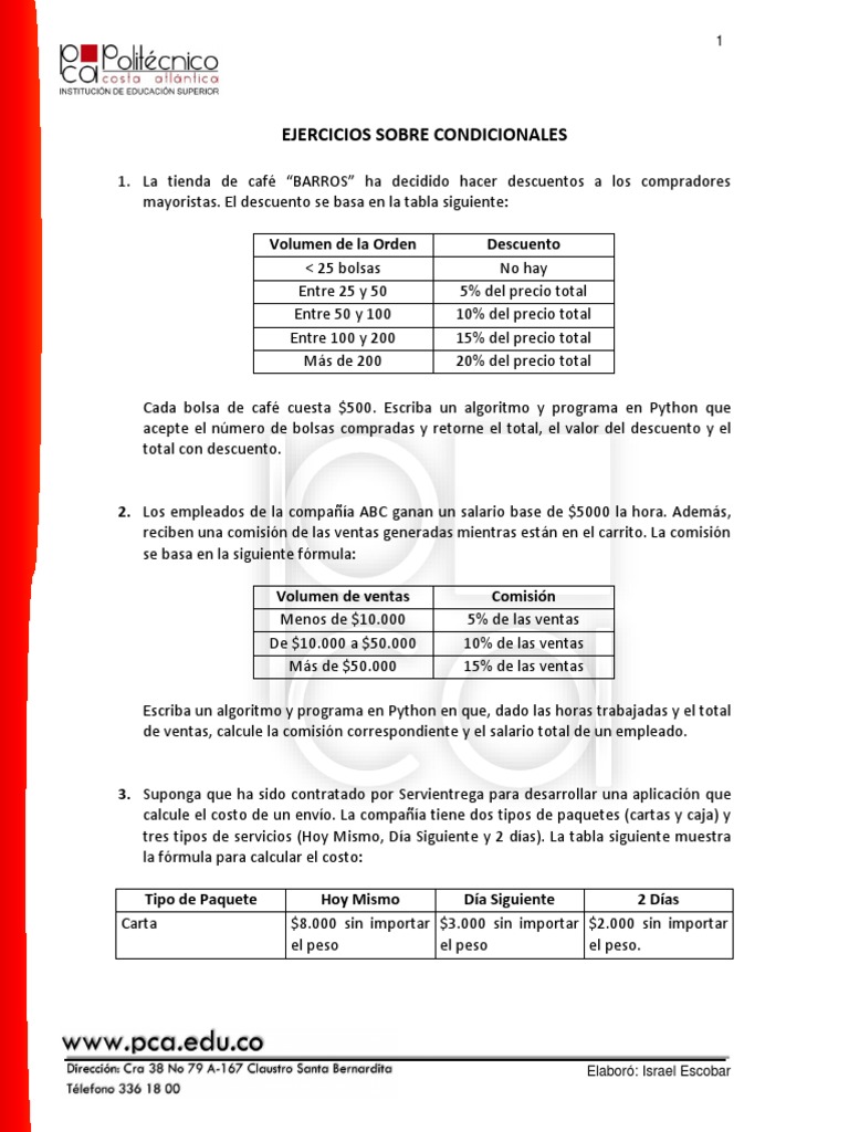 Ejercicios Sobre Condicionales | PDF | Economias