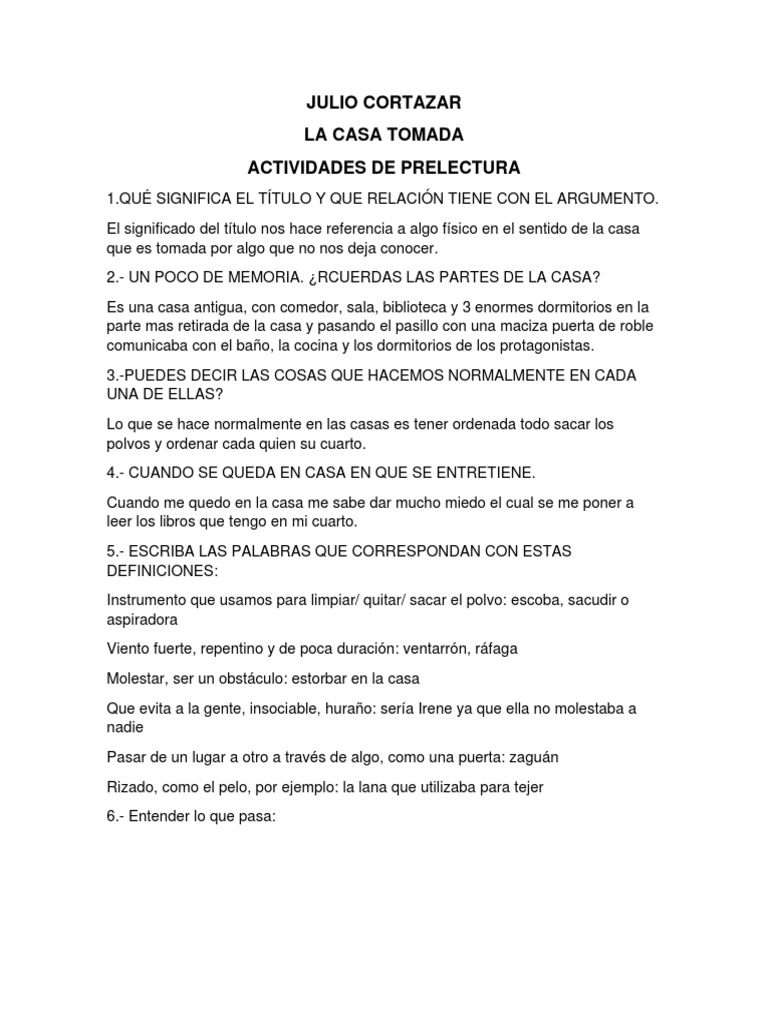 La Casa Tomada Ficha | PDF