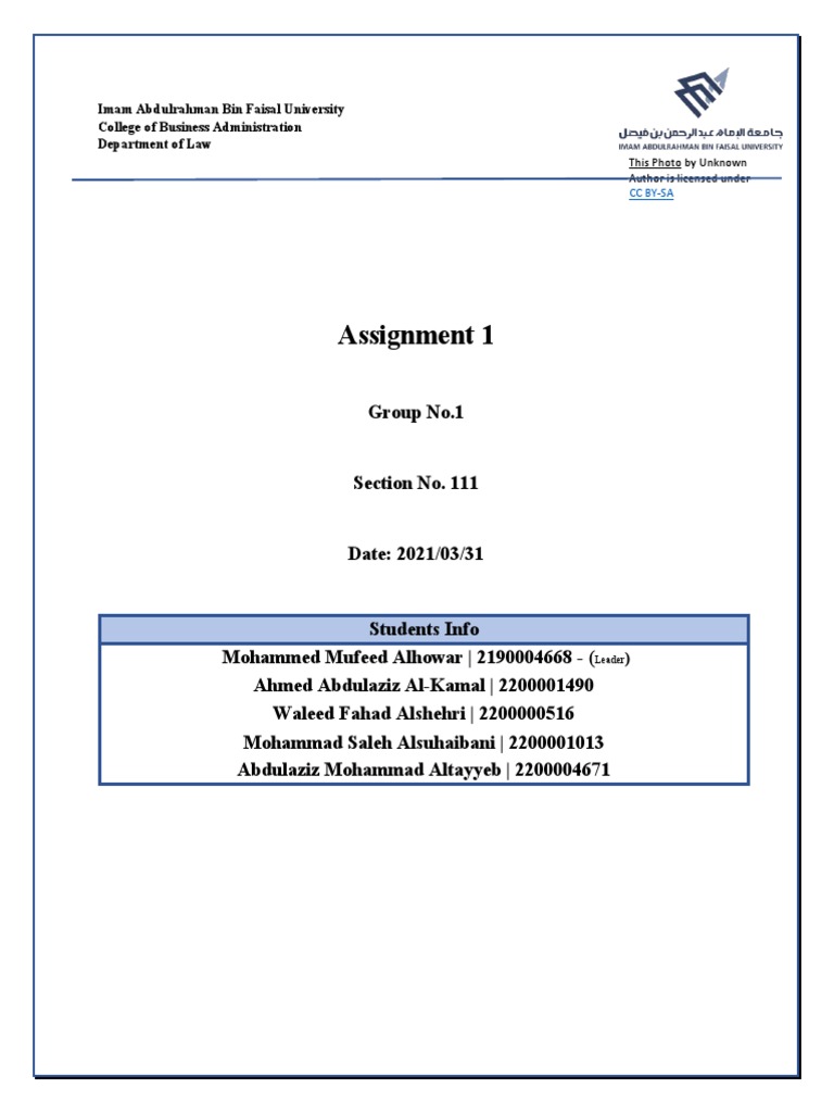 Assignment No.1 - LAW | PDF