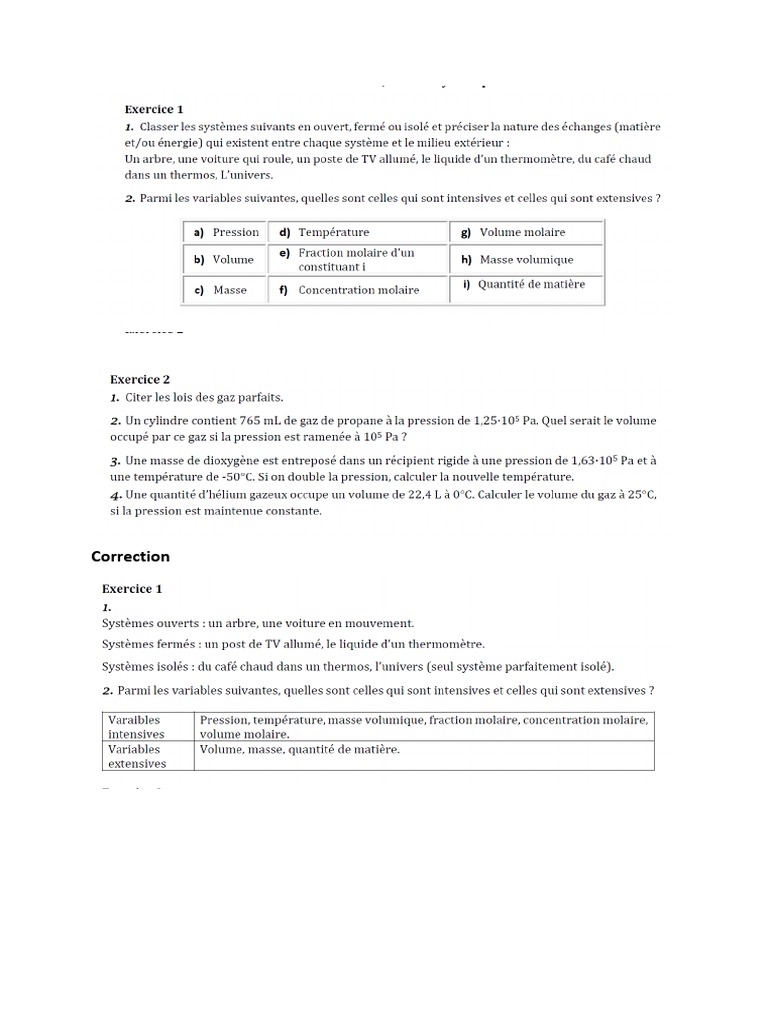 Exos Sur Les Notions Fondamentales Du Thermo | PDF Exos Sur Les Notions Fondamentales Du Thermo | PDF