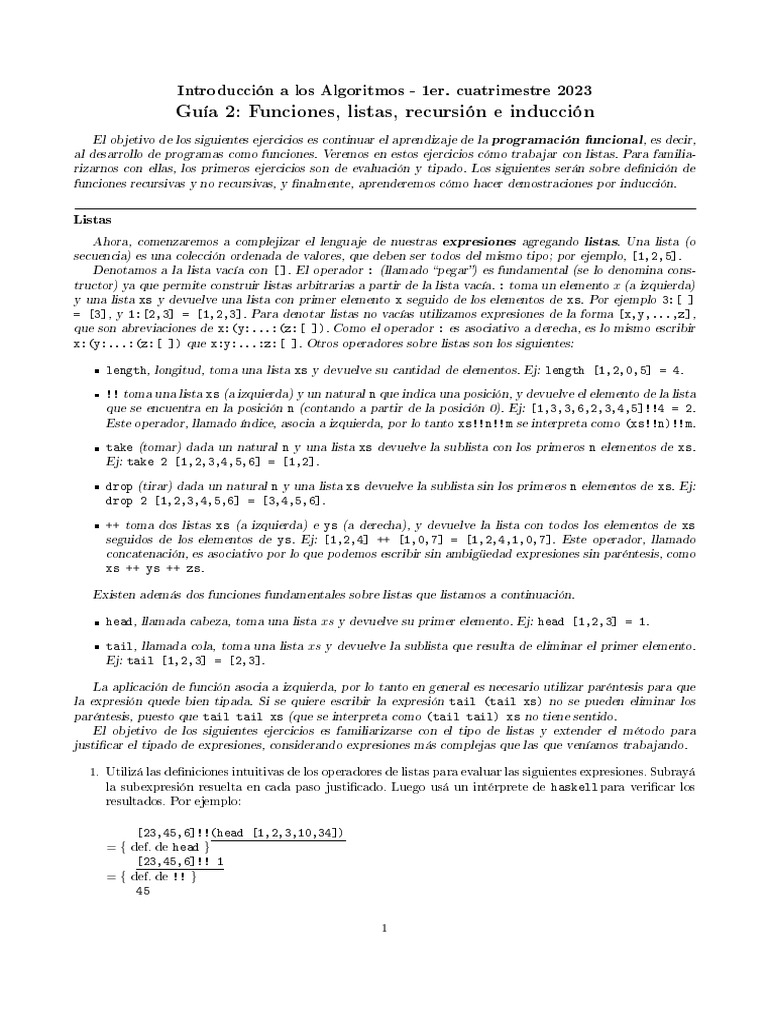 Definición Recursiva de Listas en Haskell | PDF | Recursividad | Cadena ...