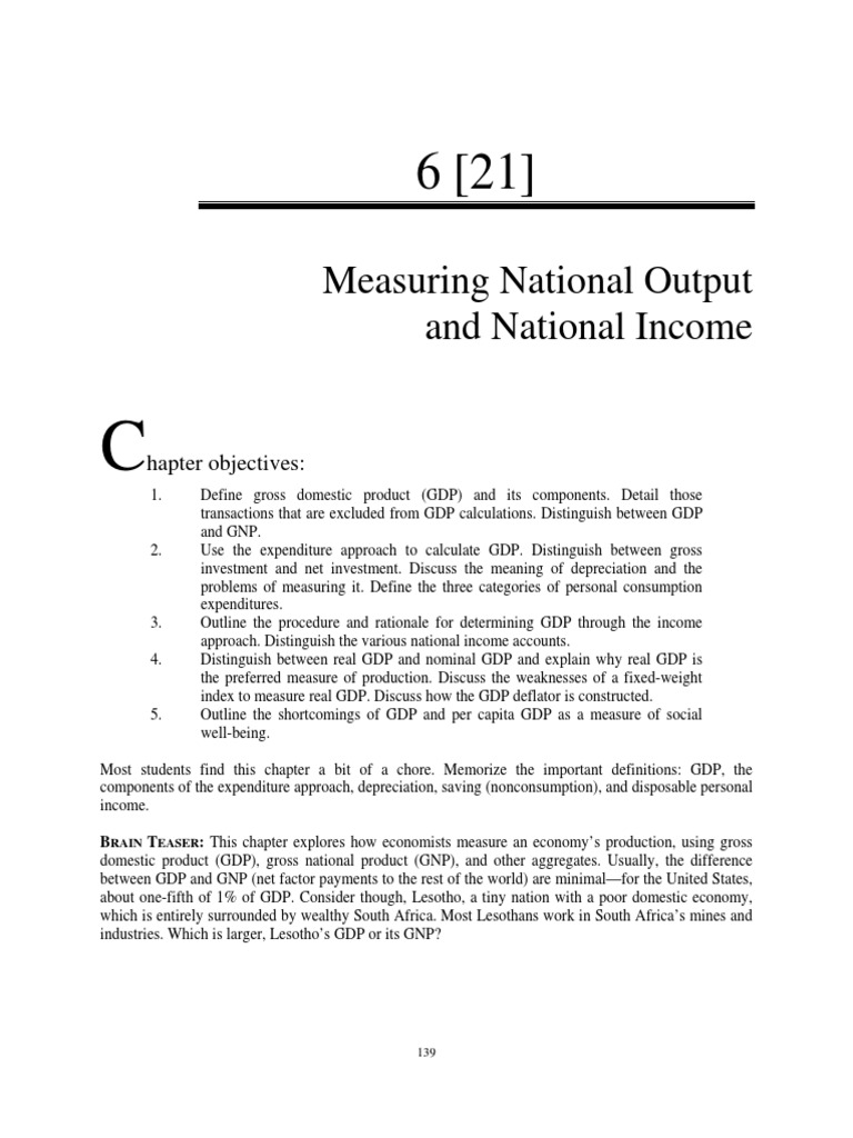 Measuring National Output and National Income: Hapter Objectives | PDF ...