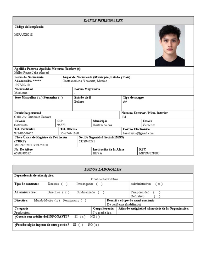 Ficha Unica de Identificacion Personal F 009 | PDF