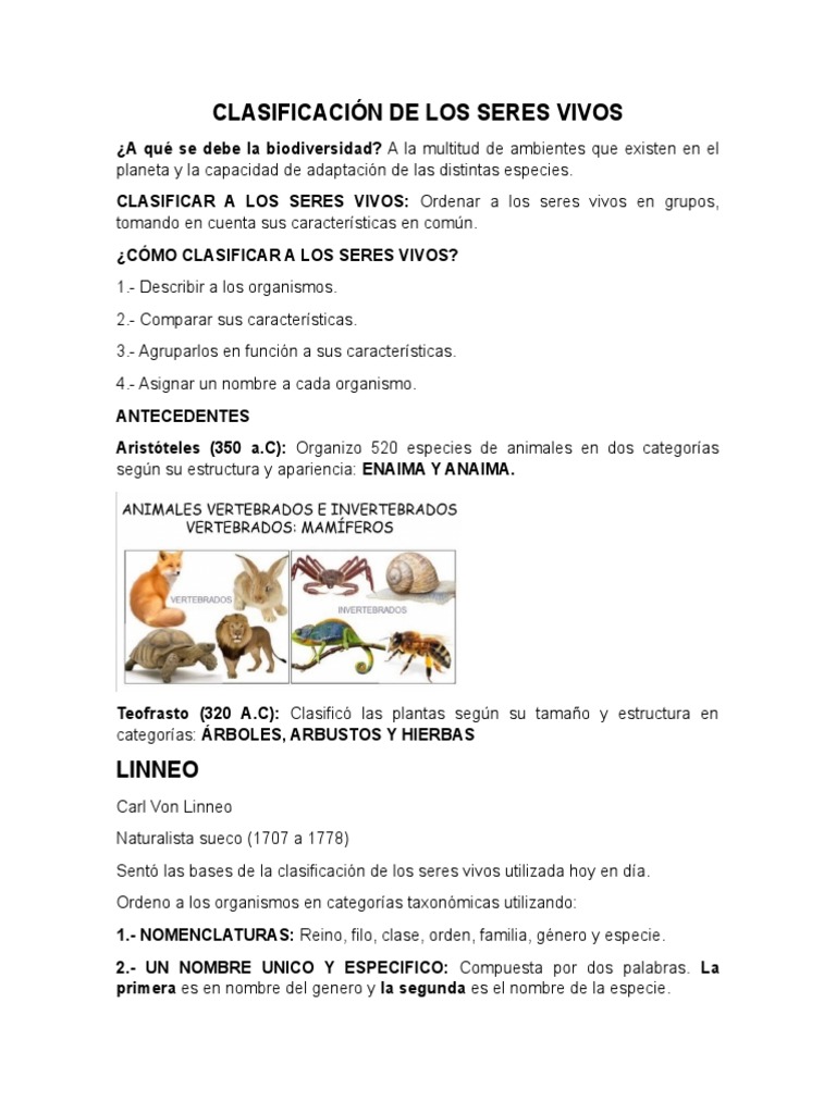 Clasificación de Los Seres Vivos | PDF