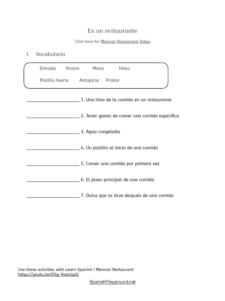 Vocabulario y diálogos en restaurantes | PDF | Cocinando | Comida y bebida