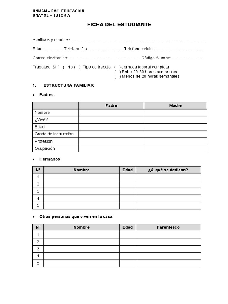 Ficha Del Estudiante | PDF | Cognición | Aprendizaje