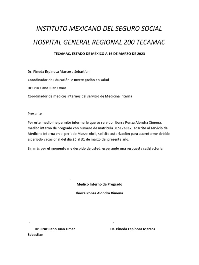 Instituto Mexicano Del Seguro Social Hospital General Regional 200 ...