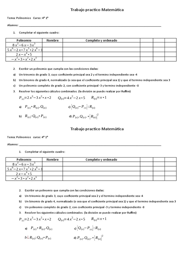 Trabajo Practico Polinomios | PDF | Álgebra abstracta | Matemáticas De La Computación
