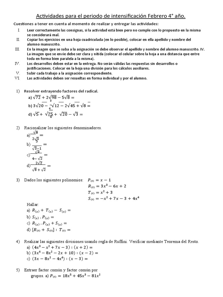 4TO MATEMATICA Previa | PDF | Factorización | Aritmética