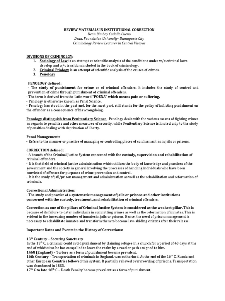Institutional Correction Review | PDF | Prison | Penology