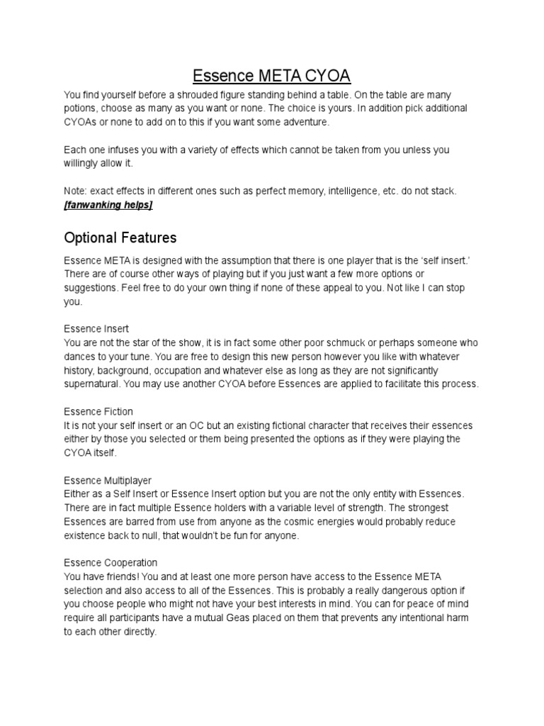 Essence META CYOA | PDF