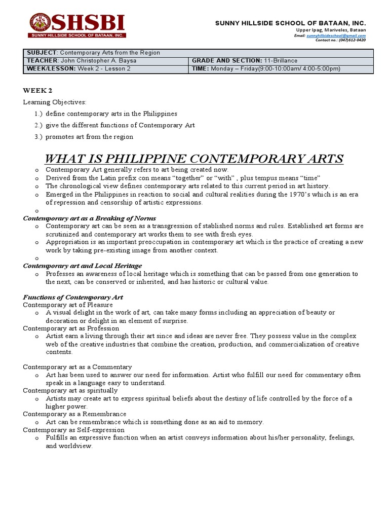 Cont. Arts Module Q1 W2 1 | PDF