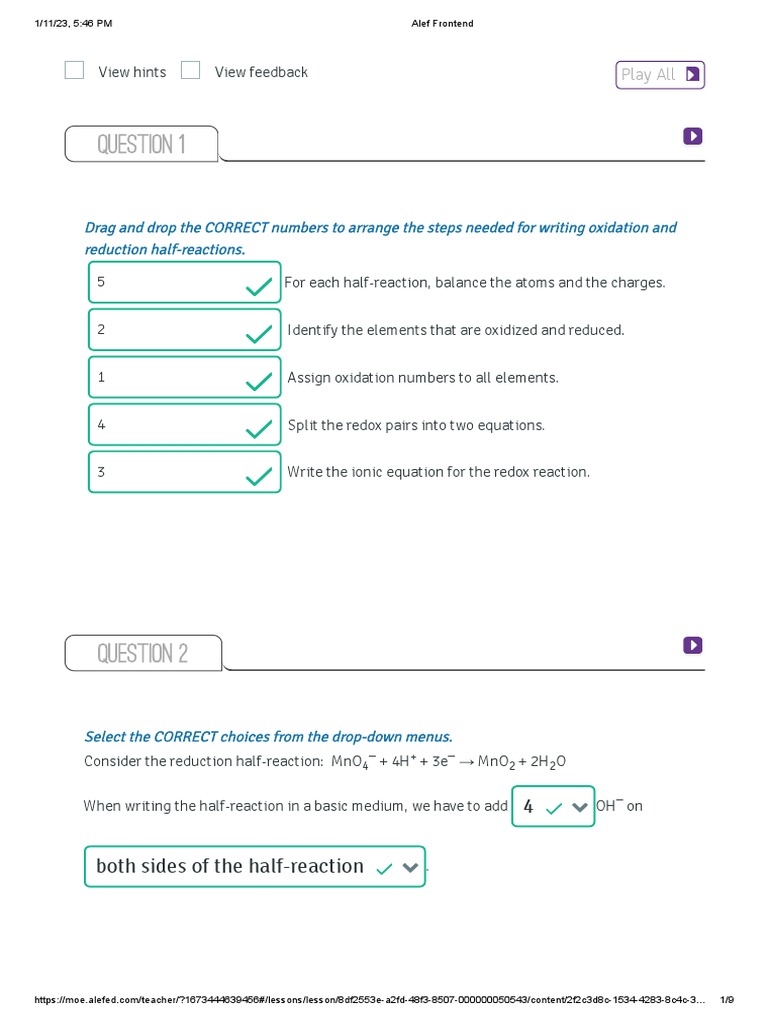 Balancing Redox Reactions Half-Reaction Method | PDF