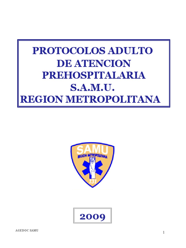 PROTOCOLOS Adulto SAMU METROPOLITANO AGEDOC | PDF | Lesión ...
