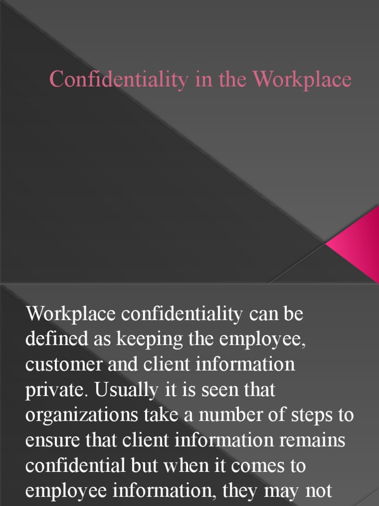 Confidentiality in The Workplace | PDF