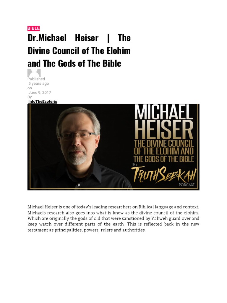 DR - Michael Heiser - The Divine Council of The Elohim and The Gods of ...