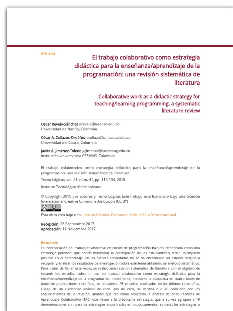 El Trabajo Colaborativo Como Estrategia Didáctica para La Enseñanza ... El Trabajo Colaborativo Como Estrategia Didáctica para La Enseñanza ...
