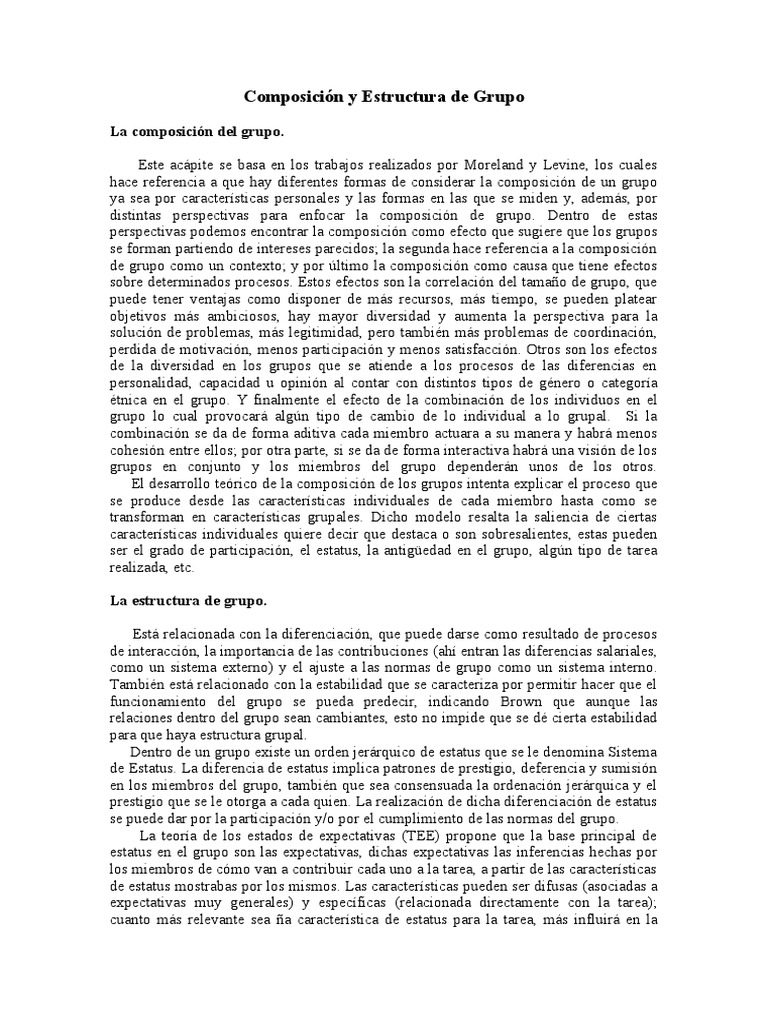Composición y Estructura de Grupo | PDF | Perspectiva (Gráfica) Composición y Estructura de Grupo | PDF | Perspectiva (Gráfica)