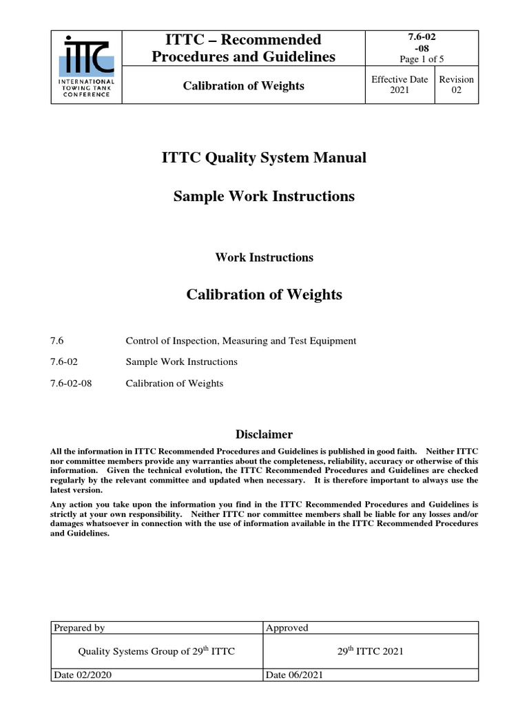 Calibrations of Weights | PDF | Calibration | Weight