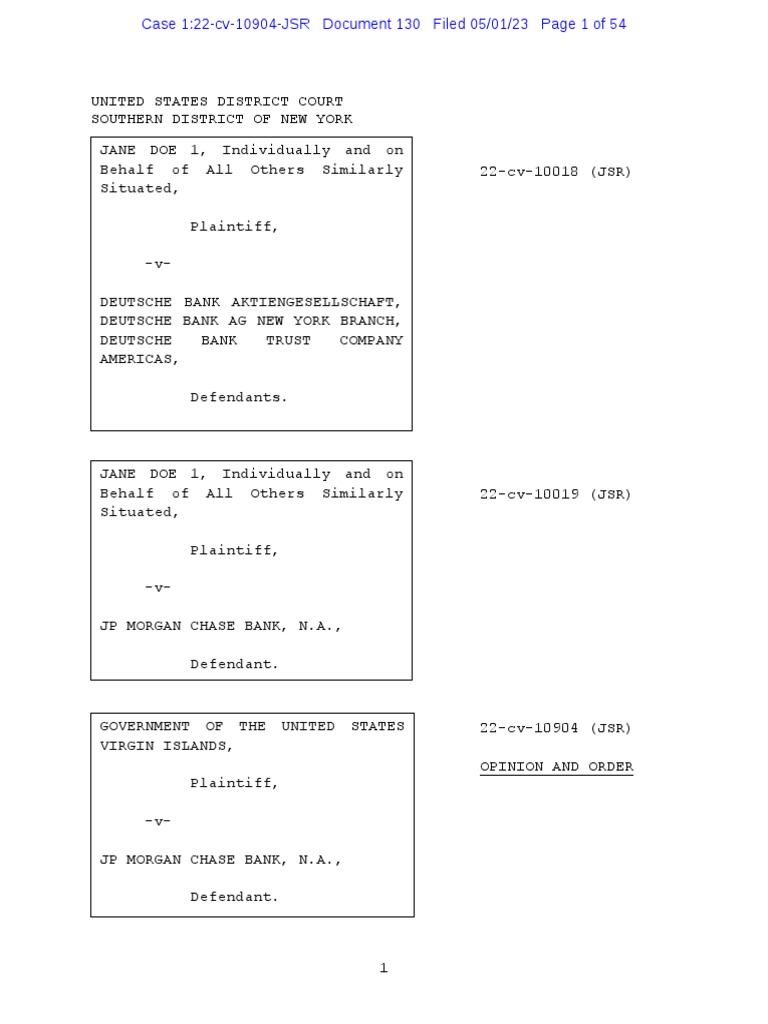 Judge Jed Rakoff's Memorandum & Decision To Dismiss/Retain Claims | PDF ...