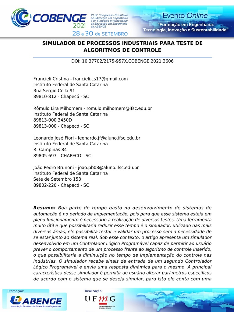 Simulador de Processos Industriais para | PDF | Controlador lógico ... Simulador de Processos Industriais para | PDF | Controlador lógico ...