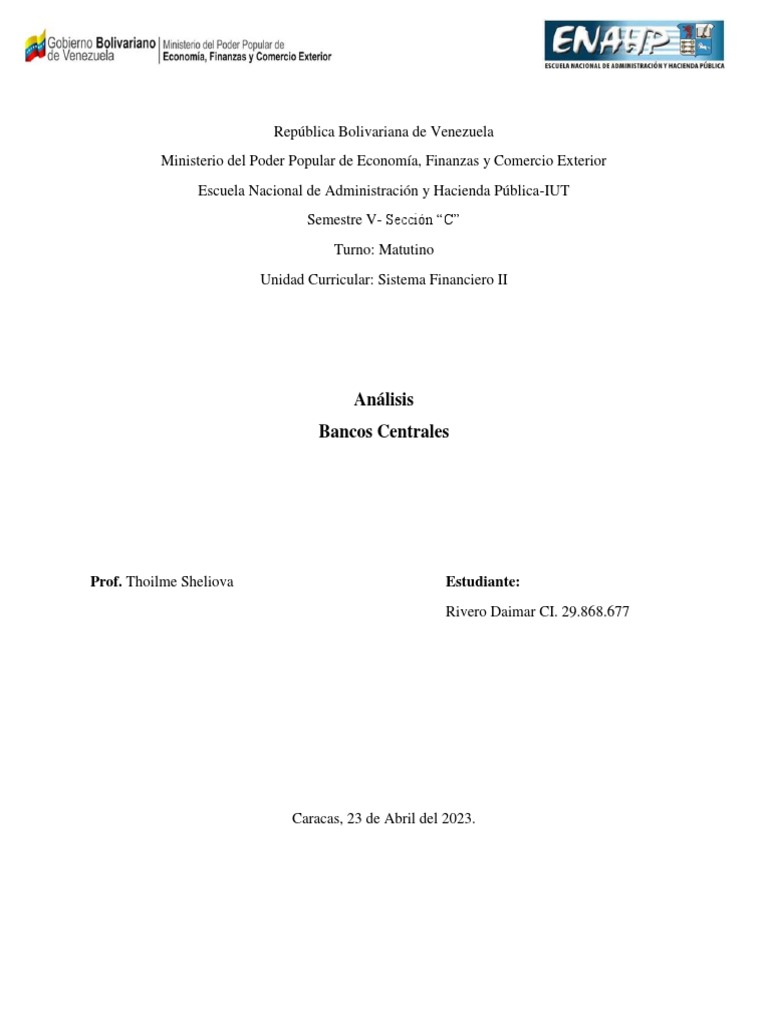 Análisis de Bancos Centrales | PDF | Finanzas y dinero