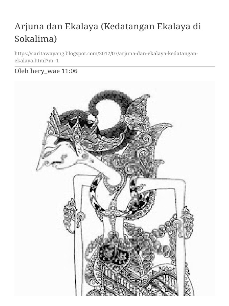 Arjuna Dan Ekalaya (Kedatangan Ekalaya Di Sokalima+ | PDF
