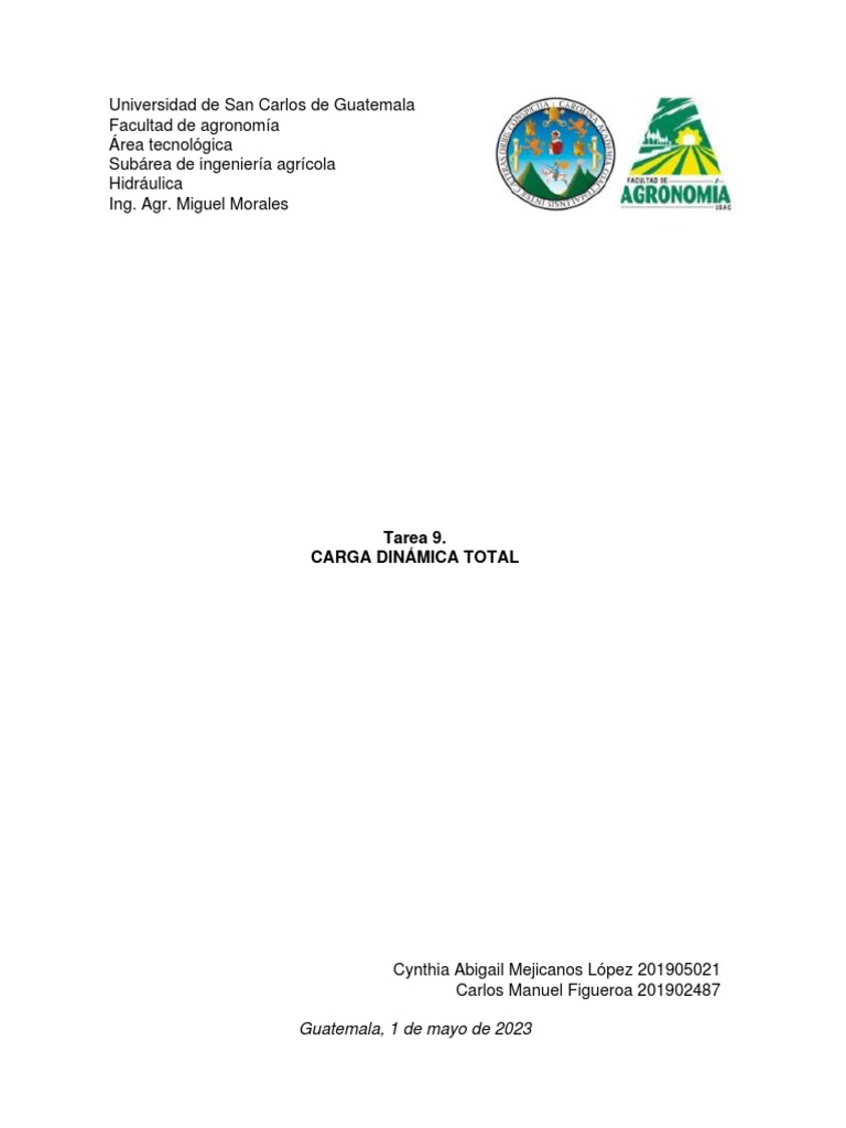 Tarea 9. Carga Dinámica Total (CDT) | PDF | Turbina | Bomba