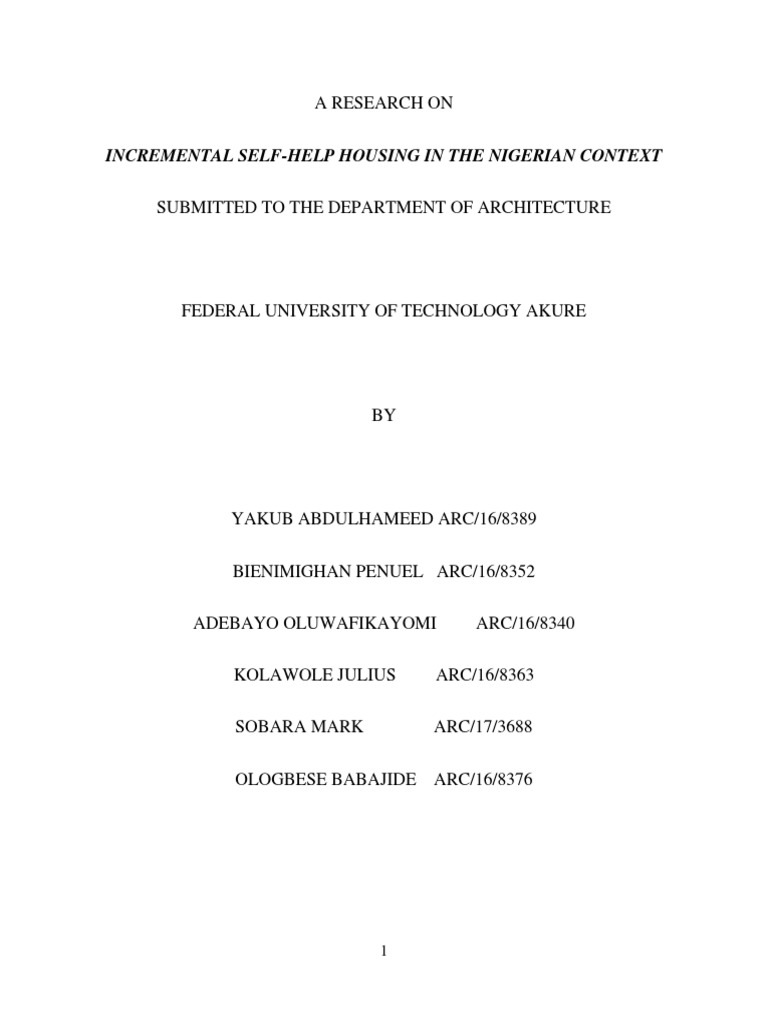 INCREMENTAL SELF-help Housing | PDF | Poverty | Poverty & Homelessness