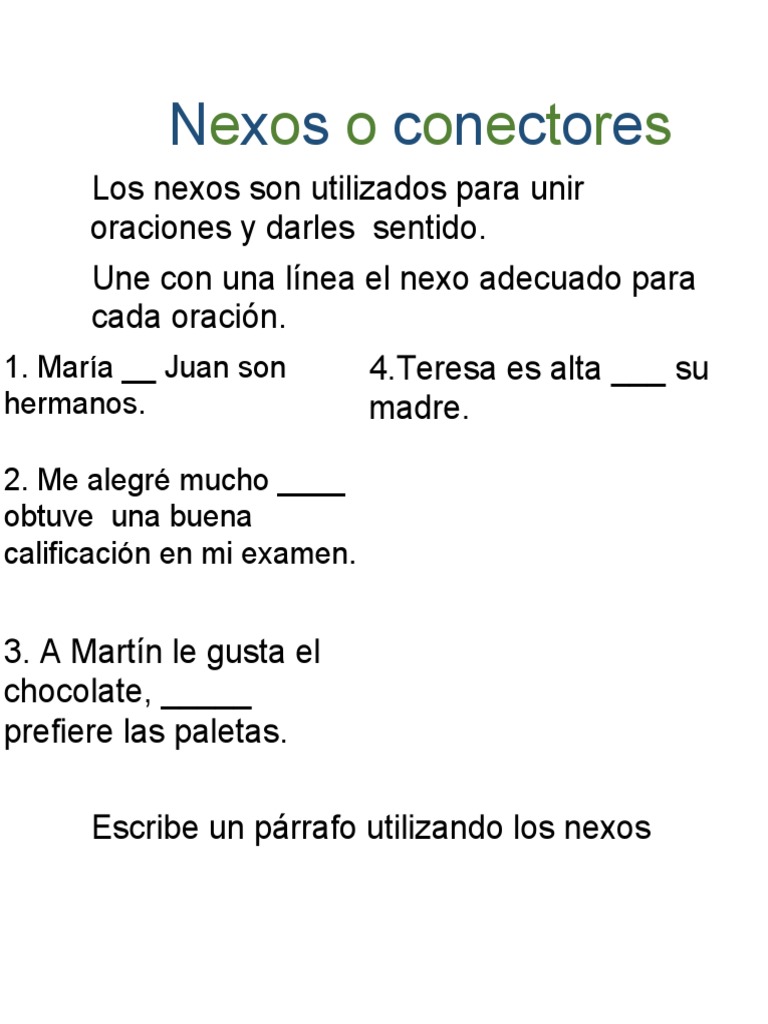 Ejercicios de Nexos para Primaria | PDF | Artes del Lenguaje y Comunicación