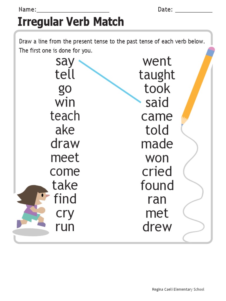 Irregular Verb Matching Worksheet | PDF