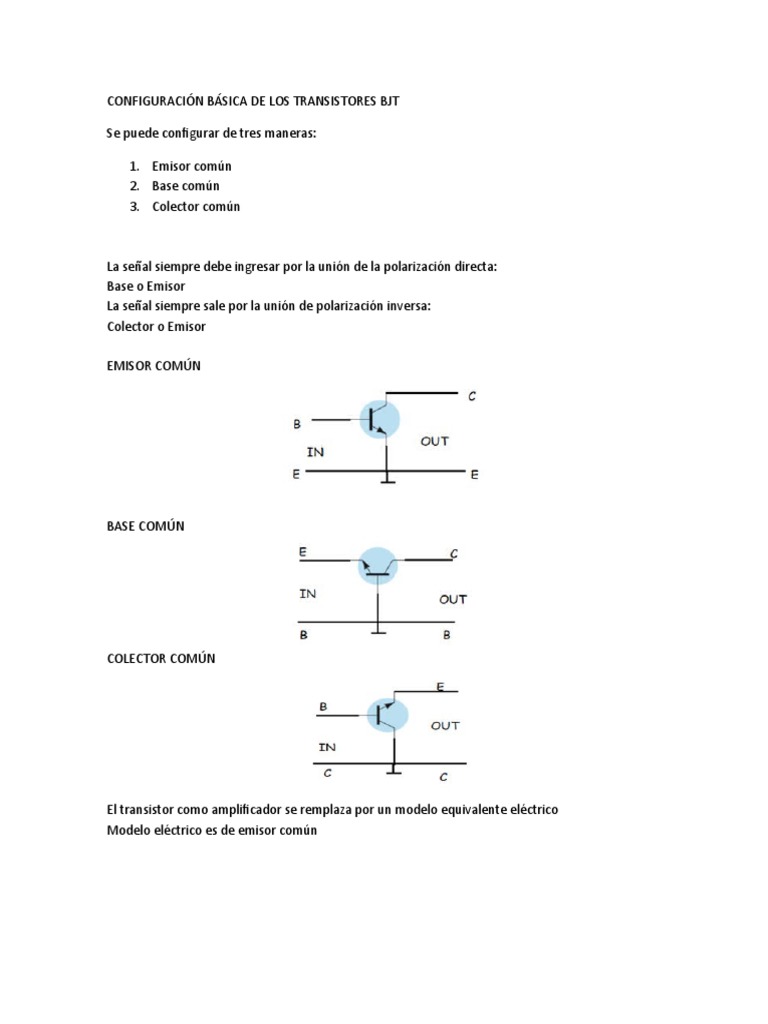 Configuraciones de Transistores BJT | PDF | Transistor de unión bipolar | Transistor