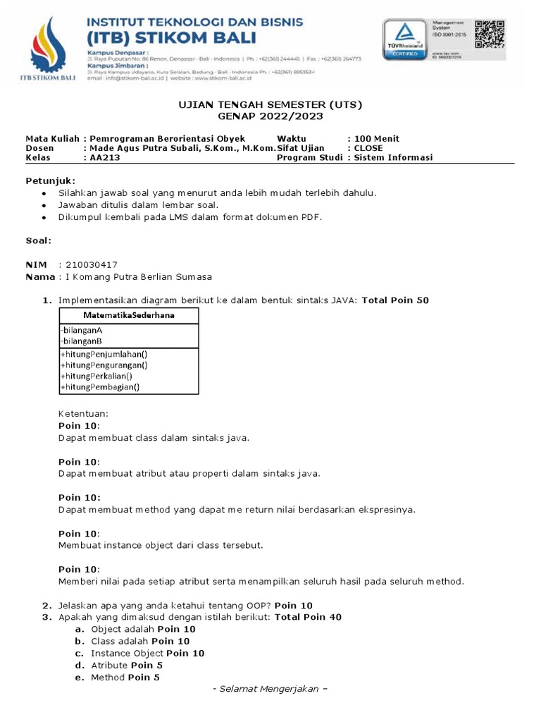 Uts - Aa213 | PDF | Metode & Bahan Ajar | Teknologi & Rekayasa