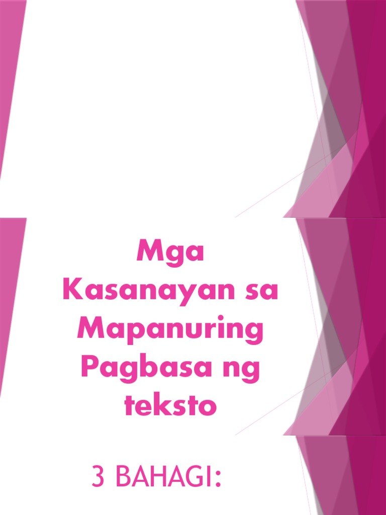 Mga Kasanayan Sa Mapanuring Pagbasa NG Teksto | PDF