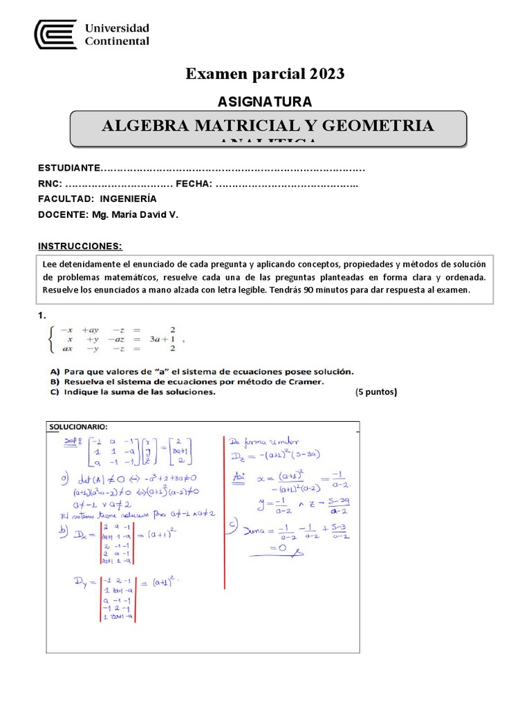Examen Parcial 2 SOLUCIONARIO | PDF