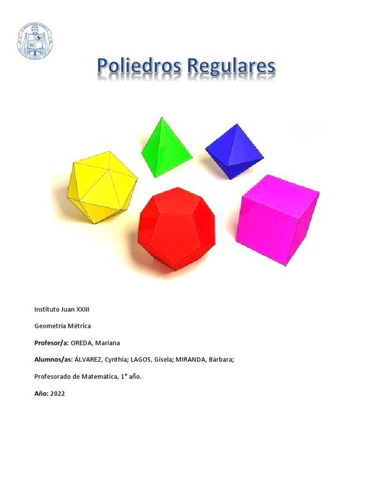 Poliedros Regulares: Propiedades y Cálculos | PDF | Politopos | Matemáticas