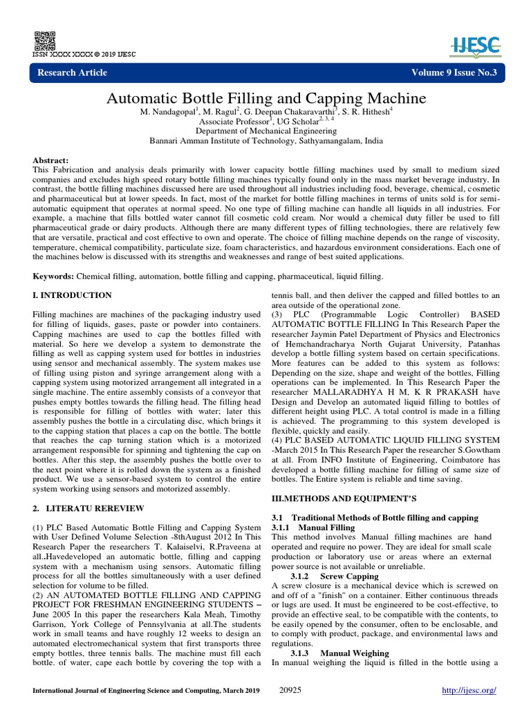 .Automatic Bottle Filling and Capping Machine | PDF