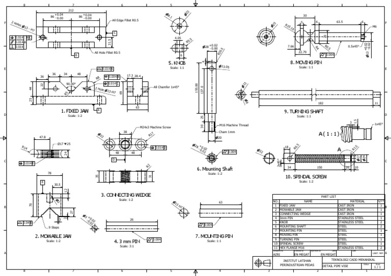 Detail Drawing of Pipe Vise | PDF | Manufactured Goods | Materials