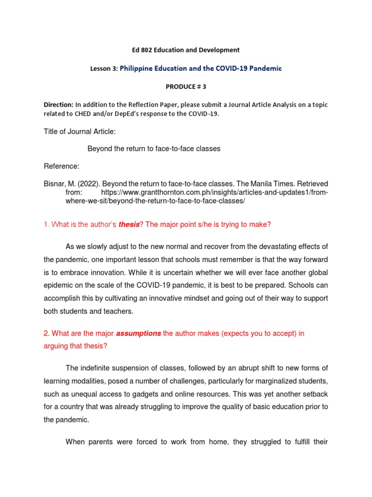 Education Recovery in the Philippines Post-COVID | PDF | Learning ...