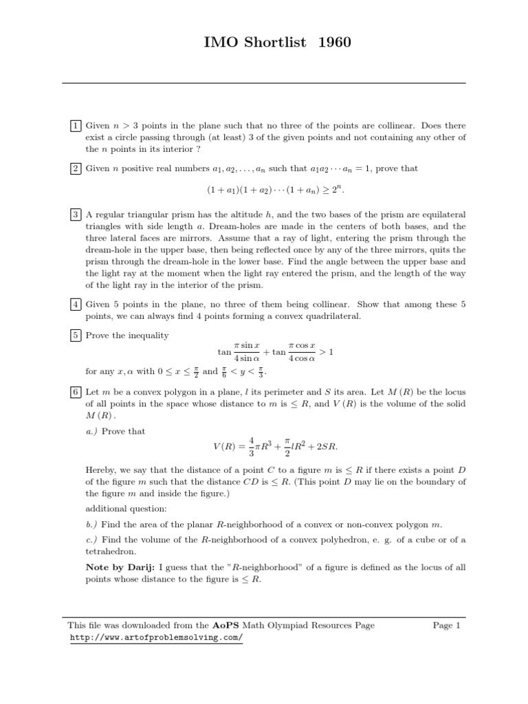 IMO Shortlist Problems Overview | PDF | Circle | Triangle