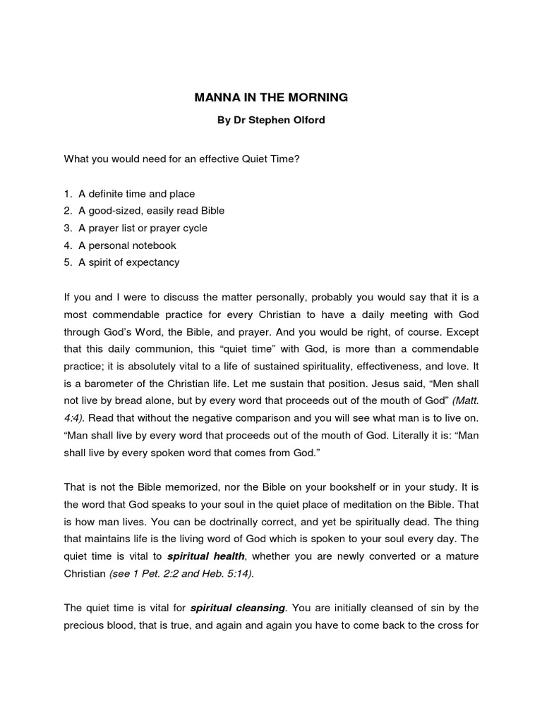 Manna in The Morning | PDF | Prayer | God
