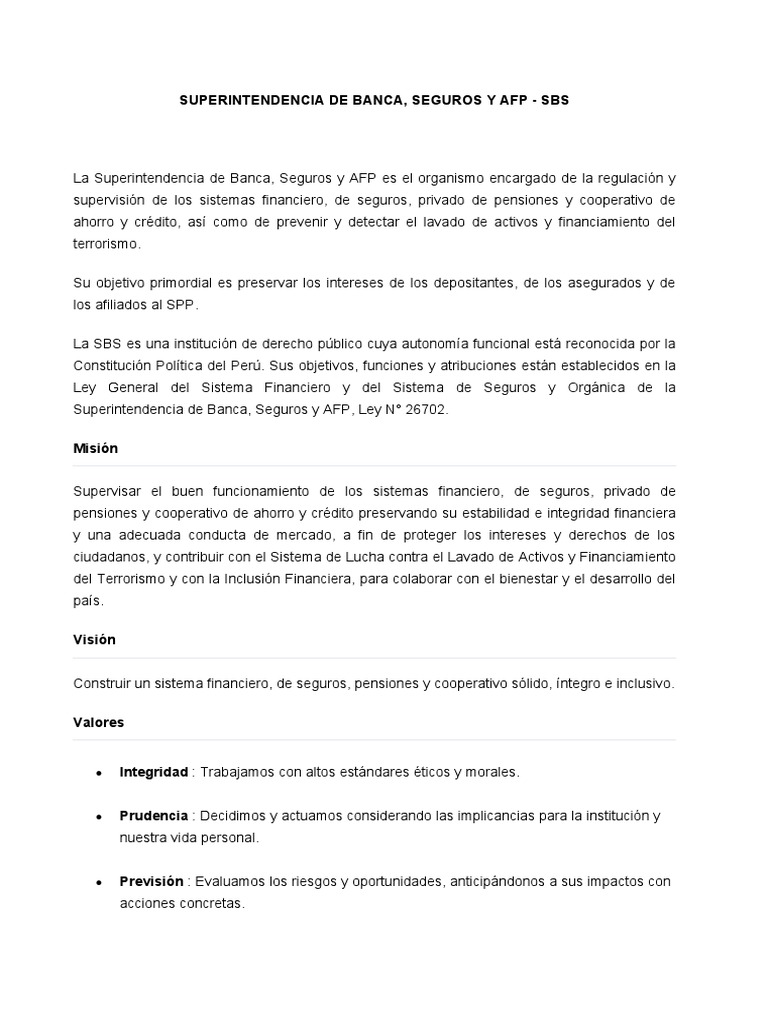SBS: Regulación y Supervisión Financiera | PDF | Seguro | Sistema financiero