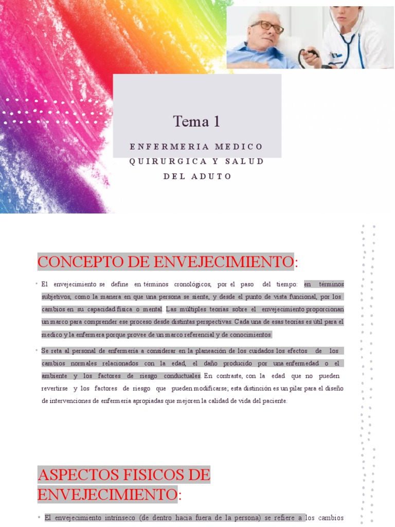 Envejecimiento y Cuidados Geriátricos | PDF | Vejez | Enfermería