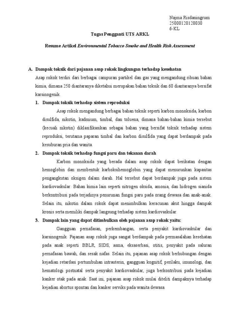 Analisis Risiko Kesehatan Lingkungan | PDF