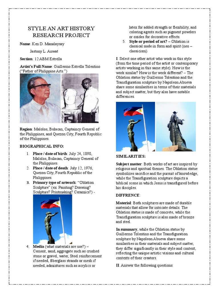 Cpar Style An Art History Research Project | PDF | Sculpture