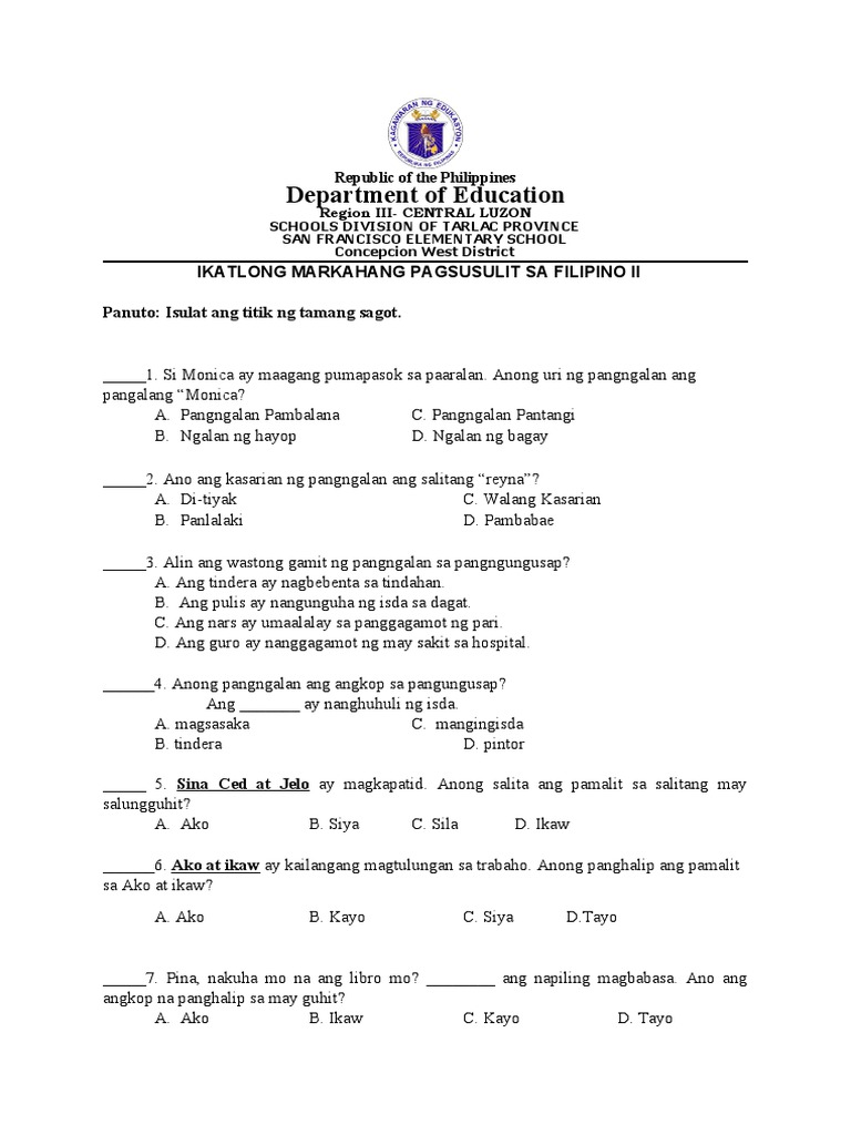 Filipino-2 Periodical-Test q3 | PDF