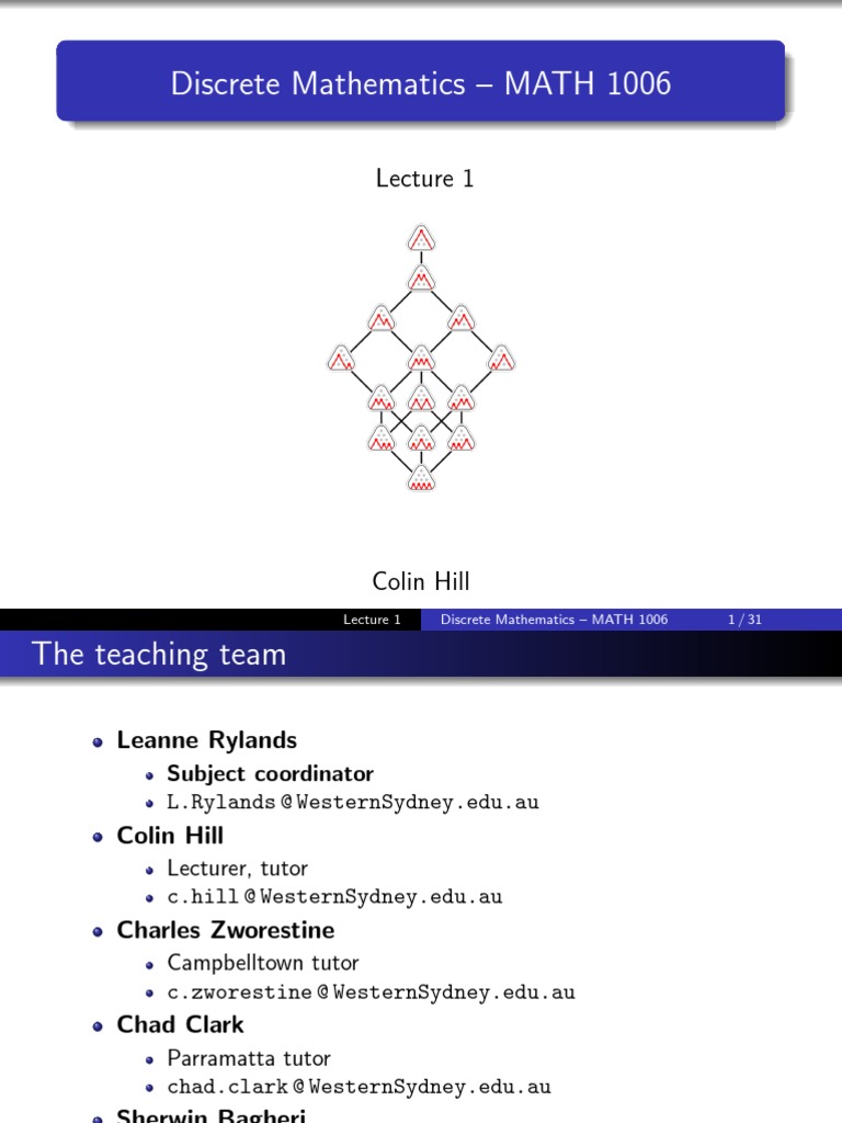 Discrete Math - Lecture 1 | PDF | Set (Mathematics) | Square Root Discrete Math - Lecture 1 | PDF | Set (Mathematics) | Square Root